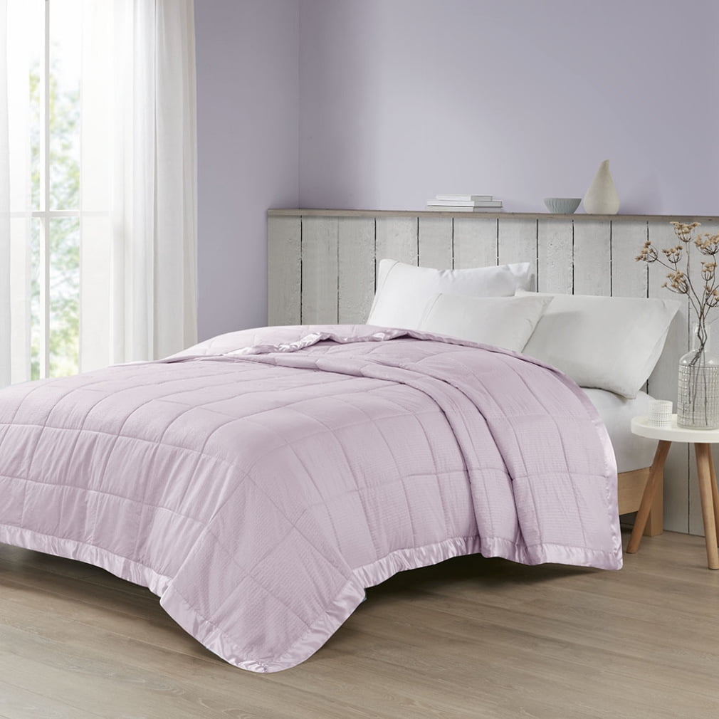 Oversized Down Alternative Blanket with Satin Trim for All Ages, Modern ...