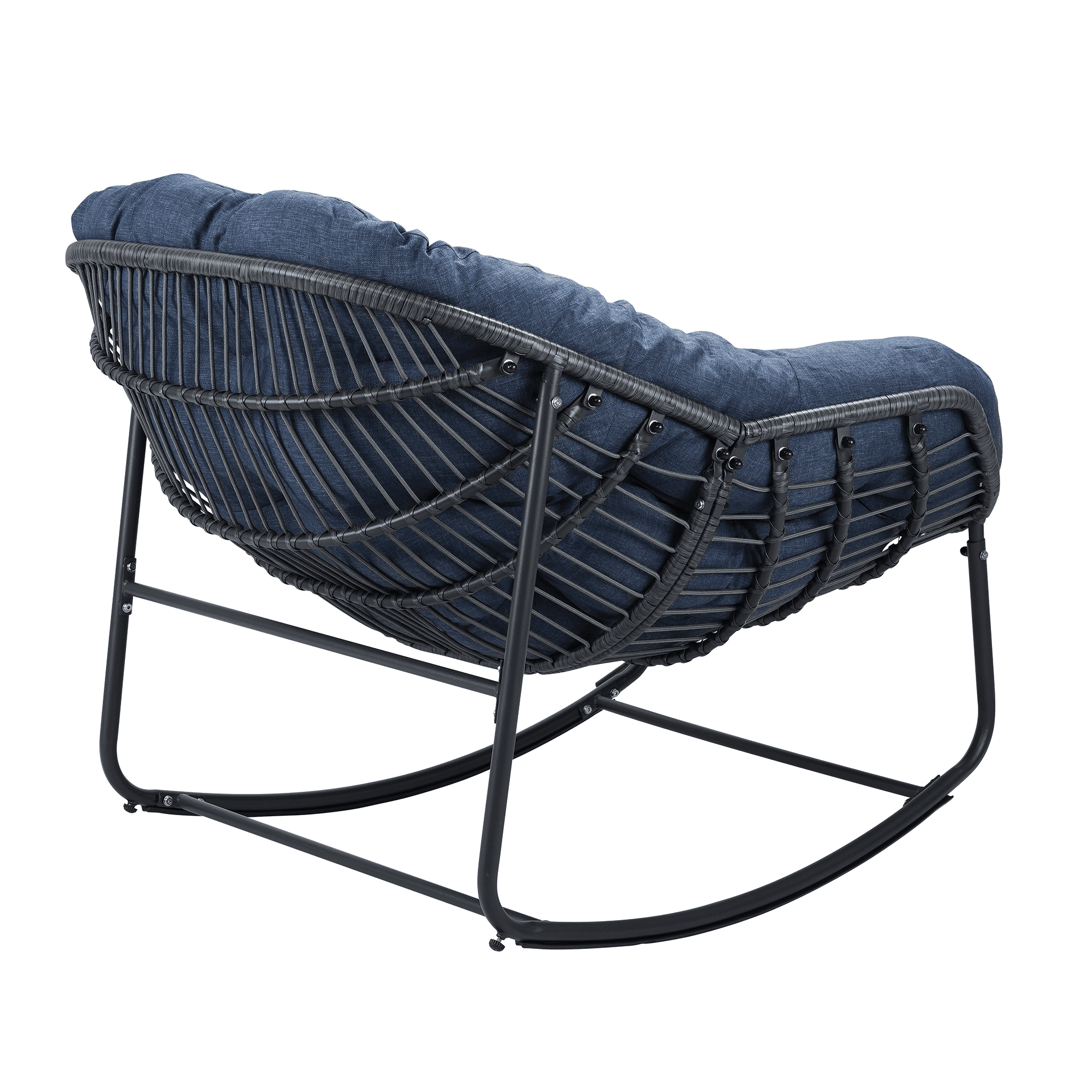 Oversized Egg Rocking Chair with Thick Padded Cushion - Hand-Woven PE ...
