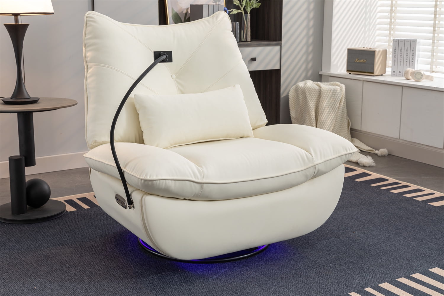 Oversized Electric Glider Recliner Chair, 360° Swivel Lounge Chair with ...