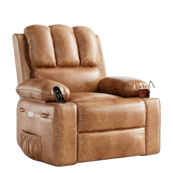 Oversized Electric Recliner Chair with Massage, Swivel Rocker & USB ...