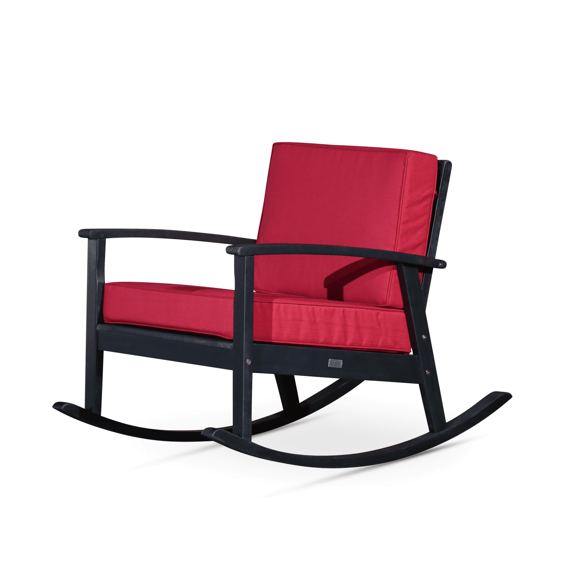 Oversized Eucalyptus Rocking Chair with Cushions, Espresso Finish ...