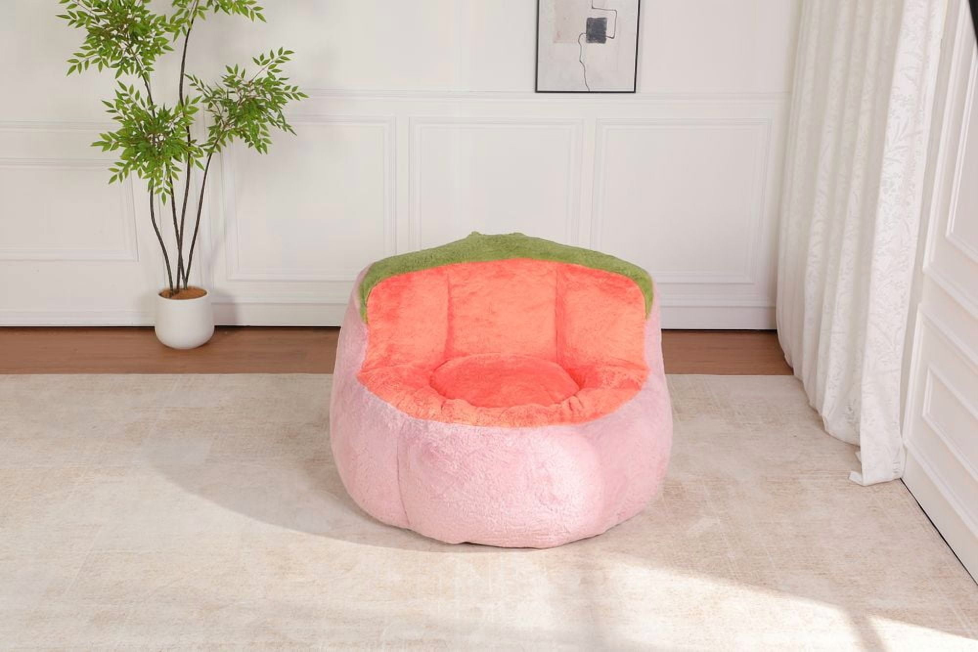 Oversized Faux Fur Bean Bag Chair, Ultra-Soft Shredded Sponge Lounger ...