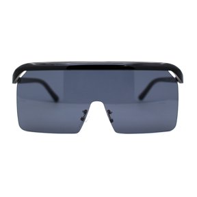 Minimal Oversized Half Rim Shield Flat Top Plastic Mafia Mogul ...