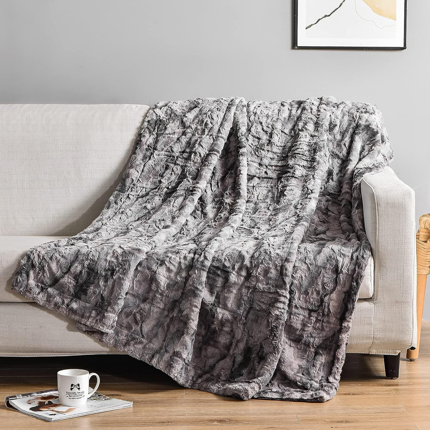 "Oversized 60""x80"" Fleece Throw Blanket for Couch & Bed, Warm, Soft ...