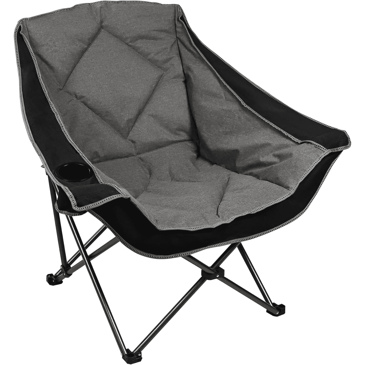 Oversized Foldable Camping Chair, Outdoor Padded Lawn Chair w/Cup ...