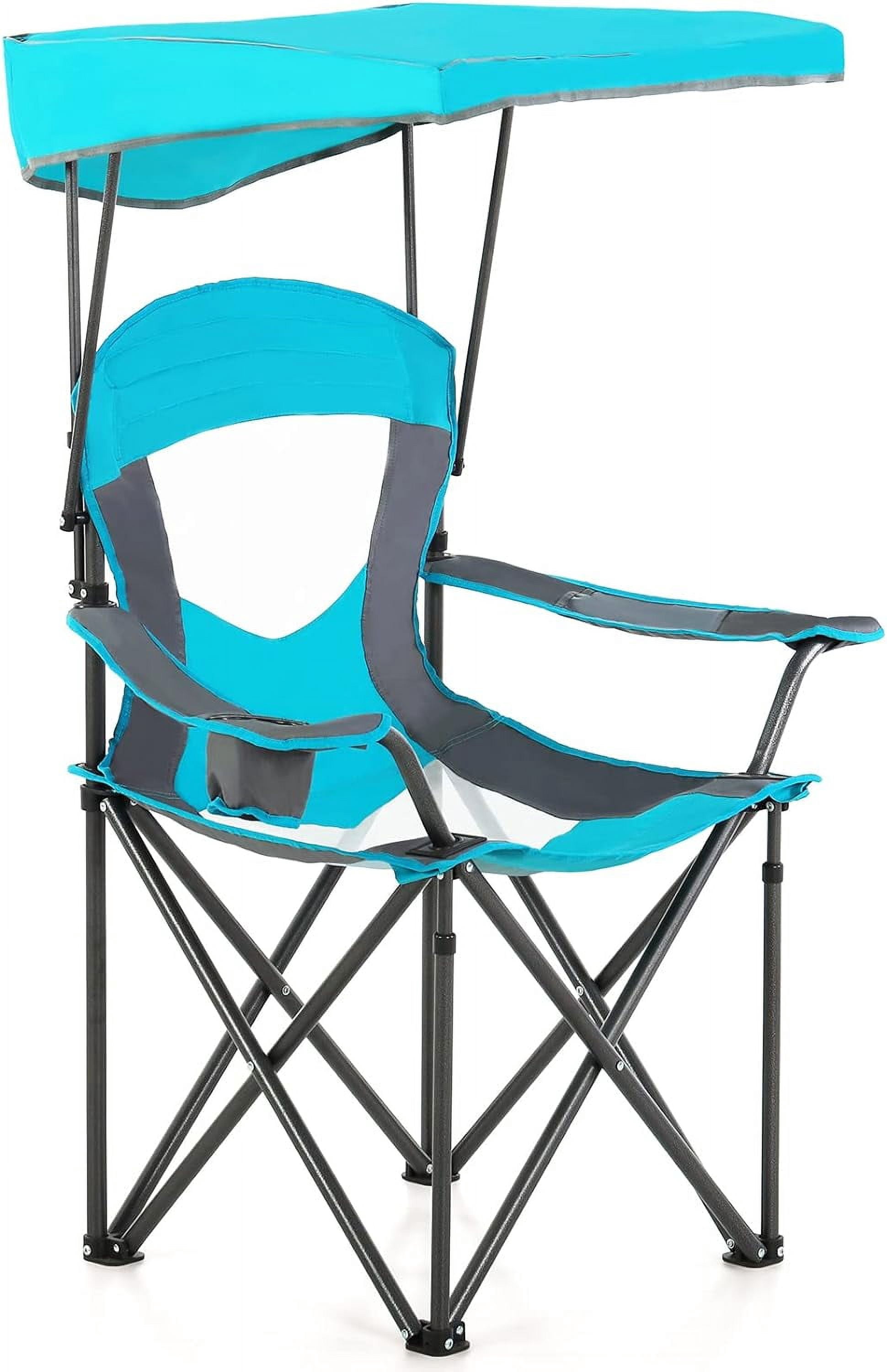 Oversized Folding Camping Chair with Retractable UPF 50+ Shade Canopy ...
