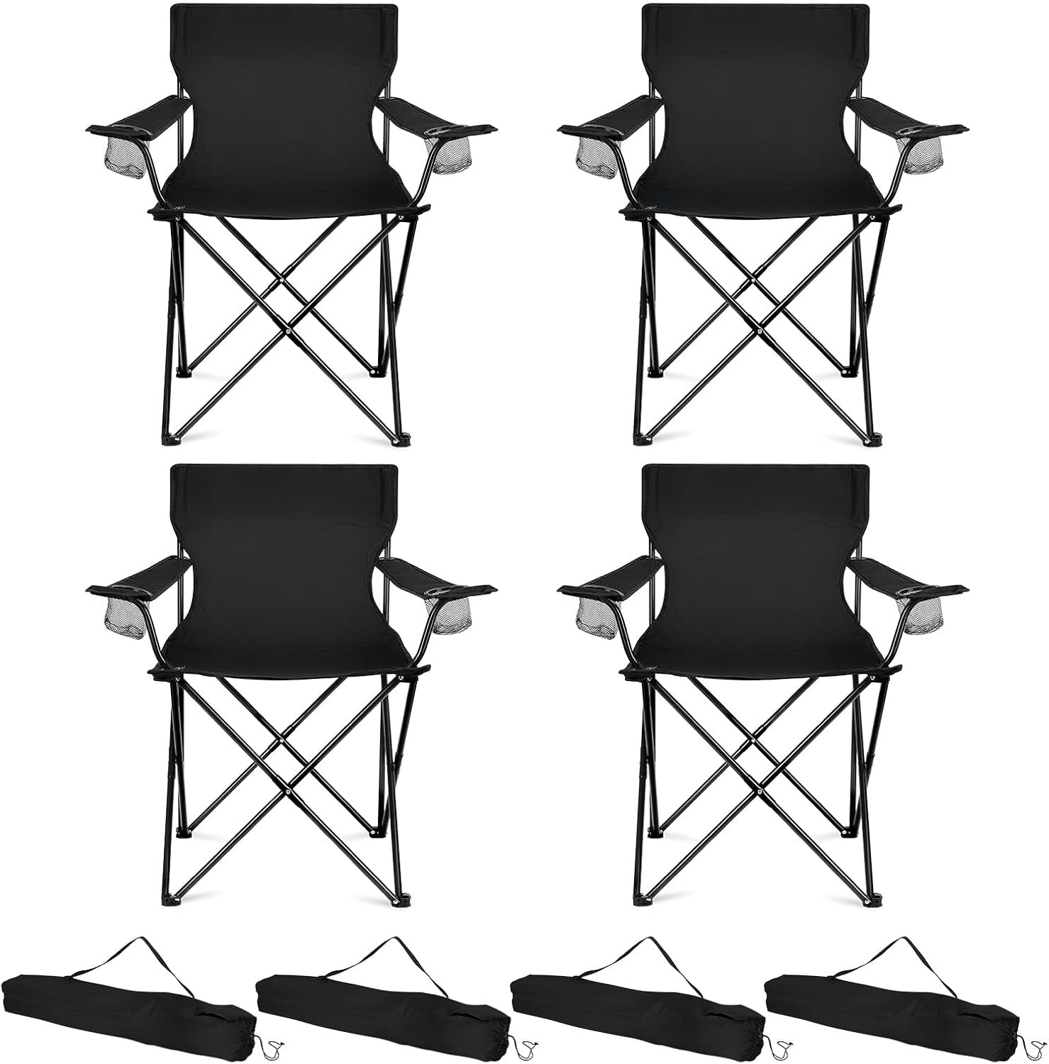 Oversized Folding Chair with Cup Holders for Adults, Portable Chair ...