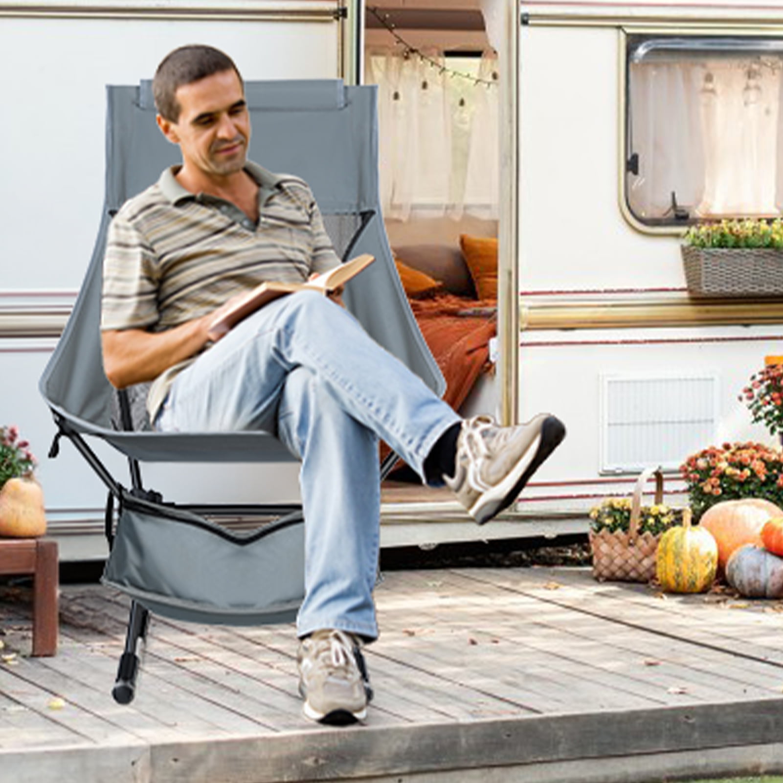 Oversized Folding Rocking Camping Chair, Adult Heavy Duty Camping Chair ...