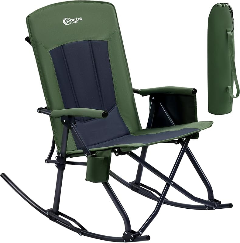 Oversized Folding Rocking Camping Chair High Back Outdoor Rocker ...