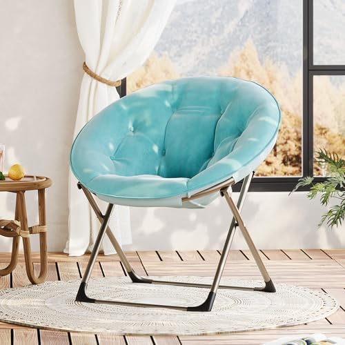 Oversized Folding Saucer Chair for Adults, Comfy Plush Foldable Circle ...