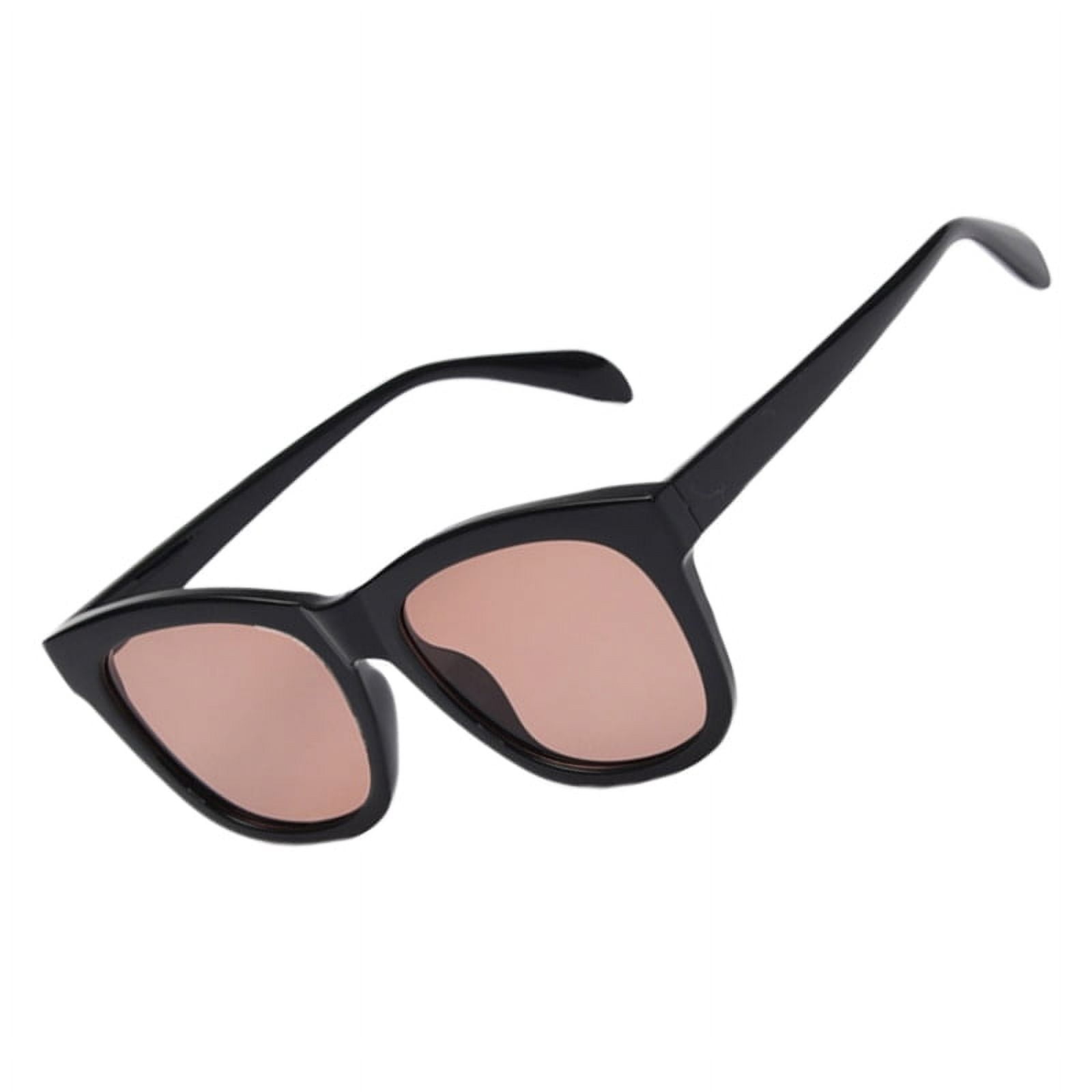 Oversized Frame Sunglasses Black Orange Lens Vintage Rectangular ...