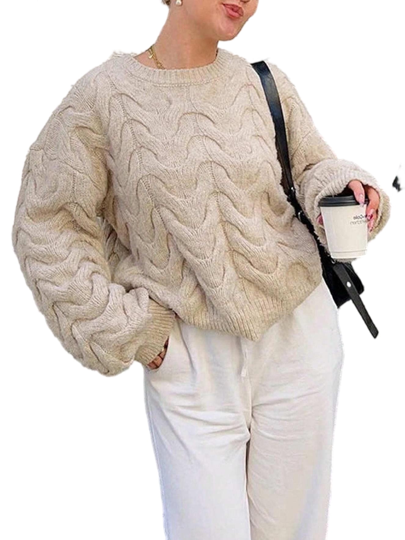 Oversized French Cable Knit Pullover Sweater for Women - Vintage 70s ...