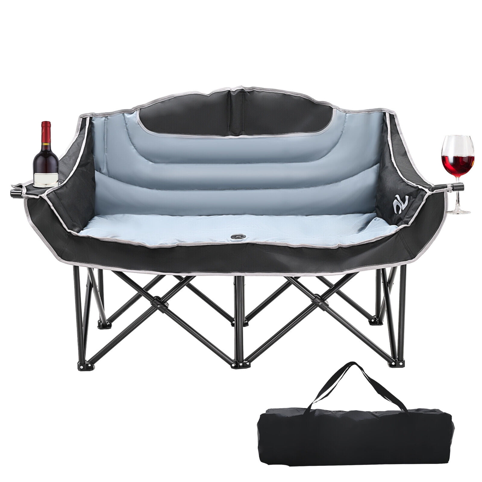 Oversized Fully Padded Camping Chair Folding Loveseat Camping Couch ...