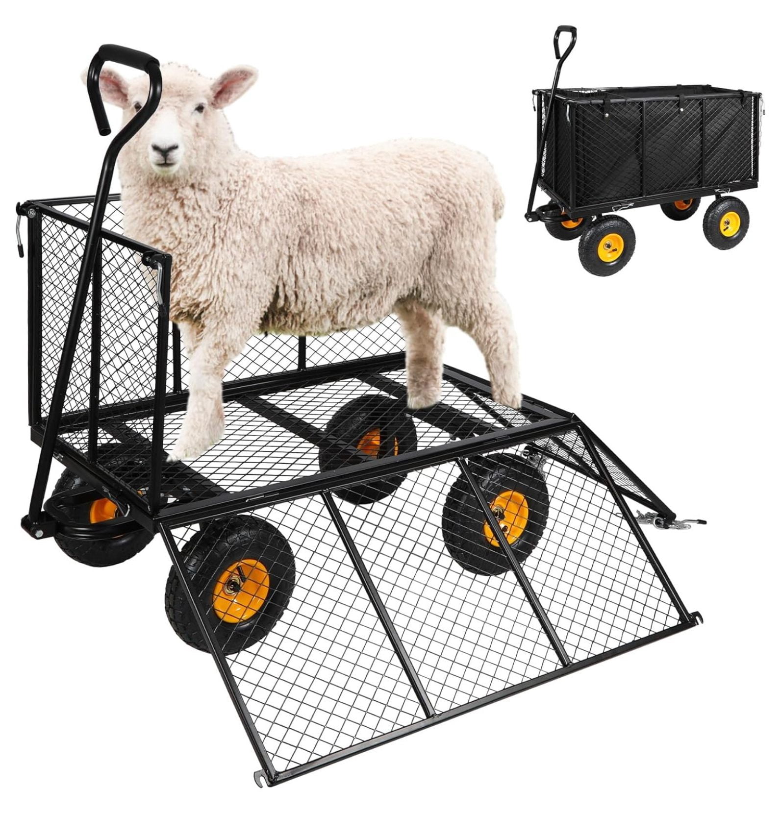 Oversized Garden Carts on Wheels with Basket, 800lbs Heavy Duty ...