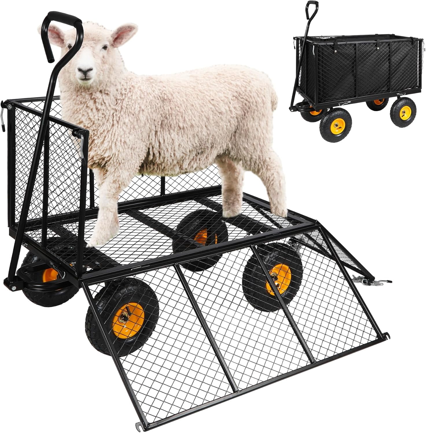 Oversized Garden Carts on Wheels with Basket, 800lbs Heavy Duty ...