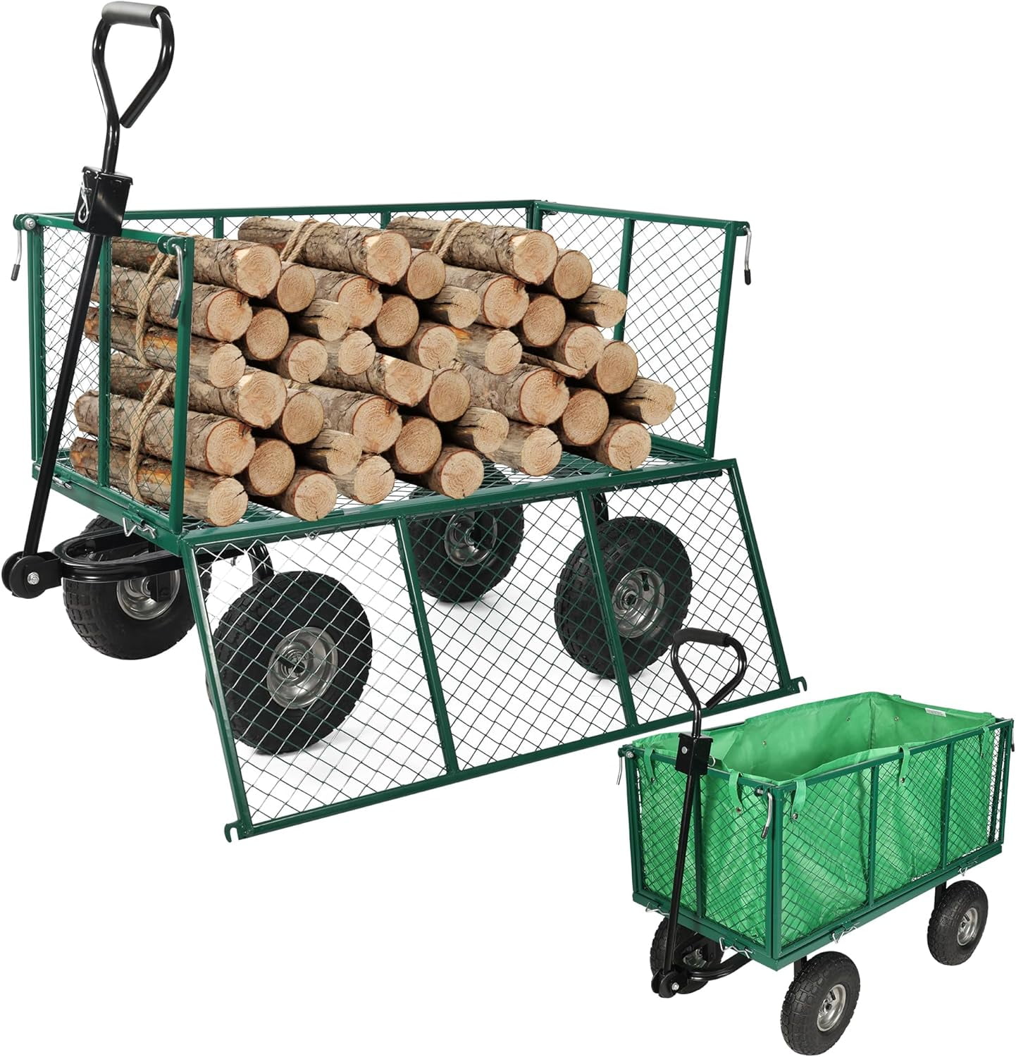 Oversized Garden Carts on Wheels, Maximum Load 650lbs Heavy Duty ...