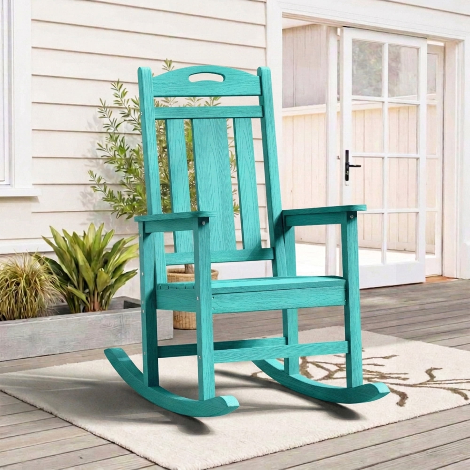 Oversized HDPE Outdoor Rocking Chair, All-Weather High Back Porch ...