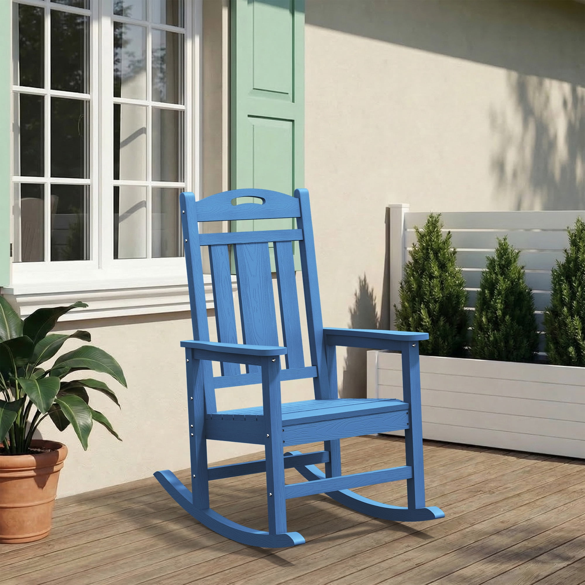 Oversized HDPE Outdoor Rocking Chair, All-Weather High Back Porch ...