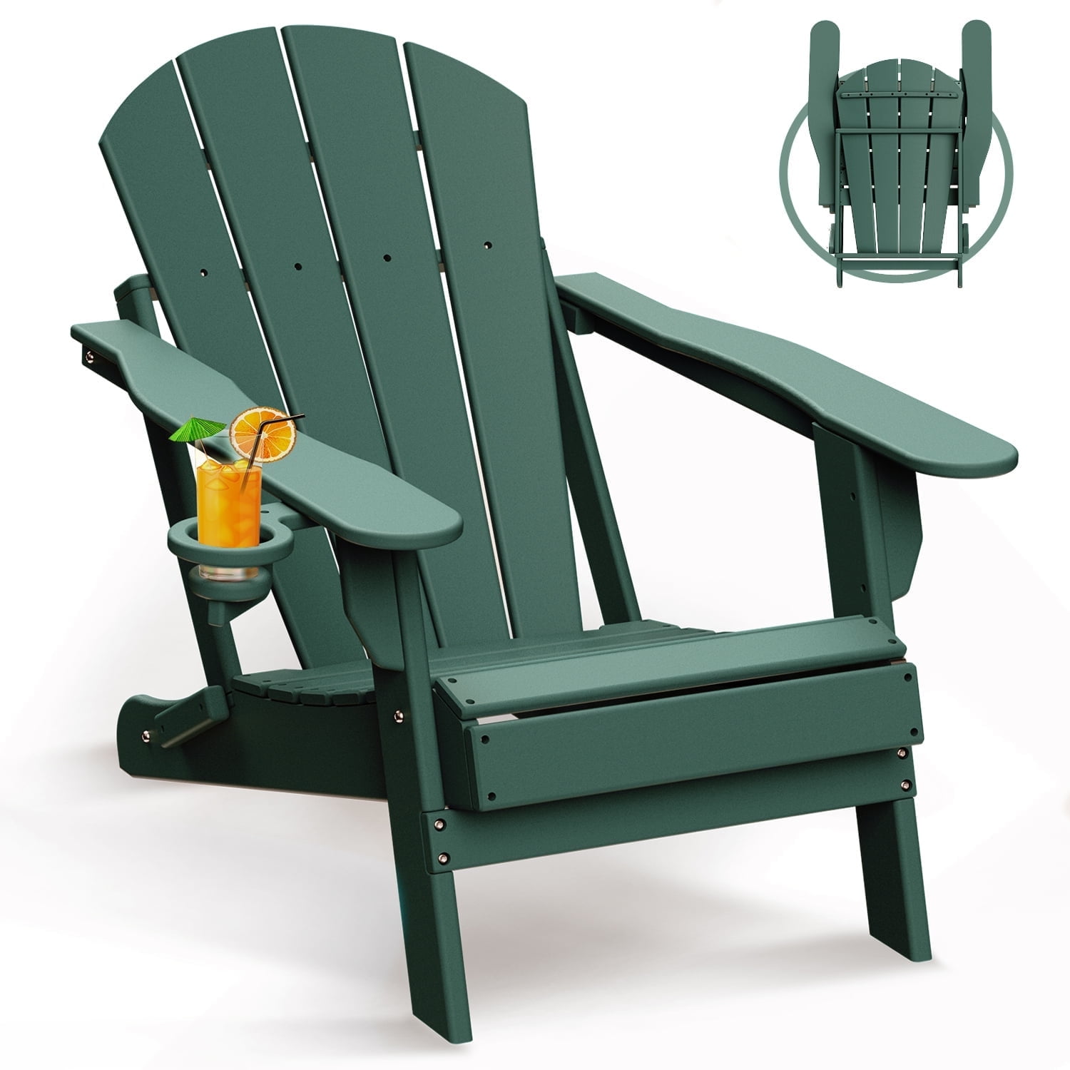 Oversized HDPE Outdoor Rocking Chair With High Back for Outside Indoor Support 400 lbs,Forest ...