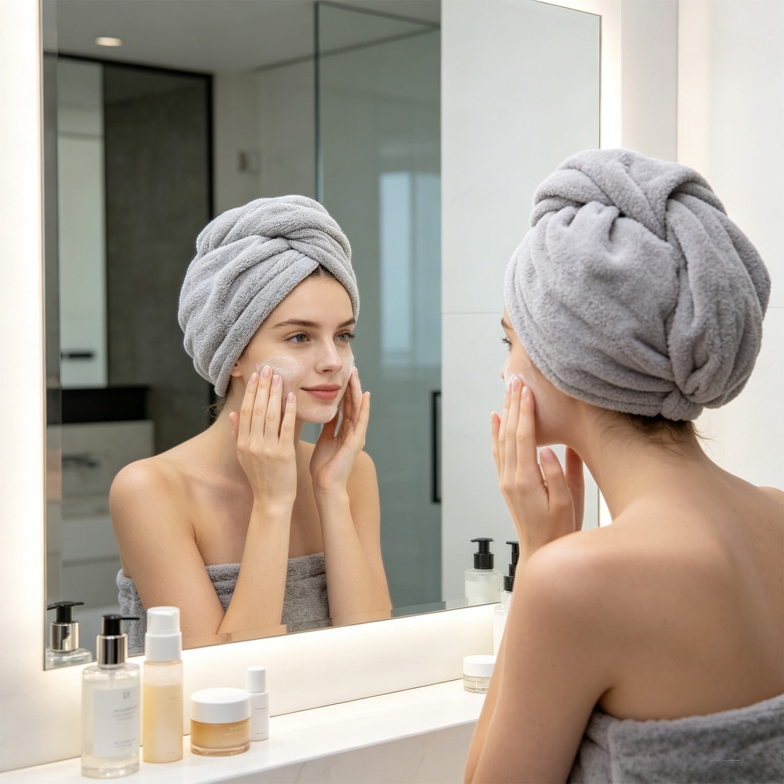 Oversized Hair Drying Towel - Soft Microfiber Absorbent Hair Wrap for ...