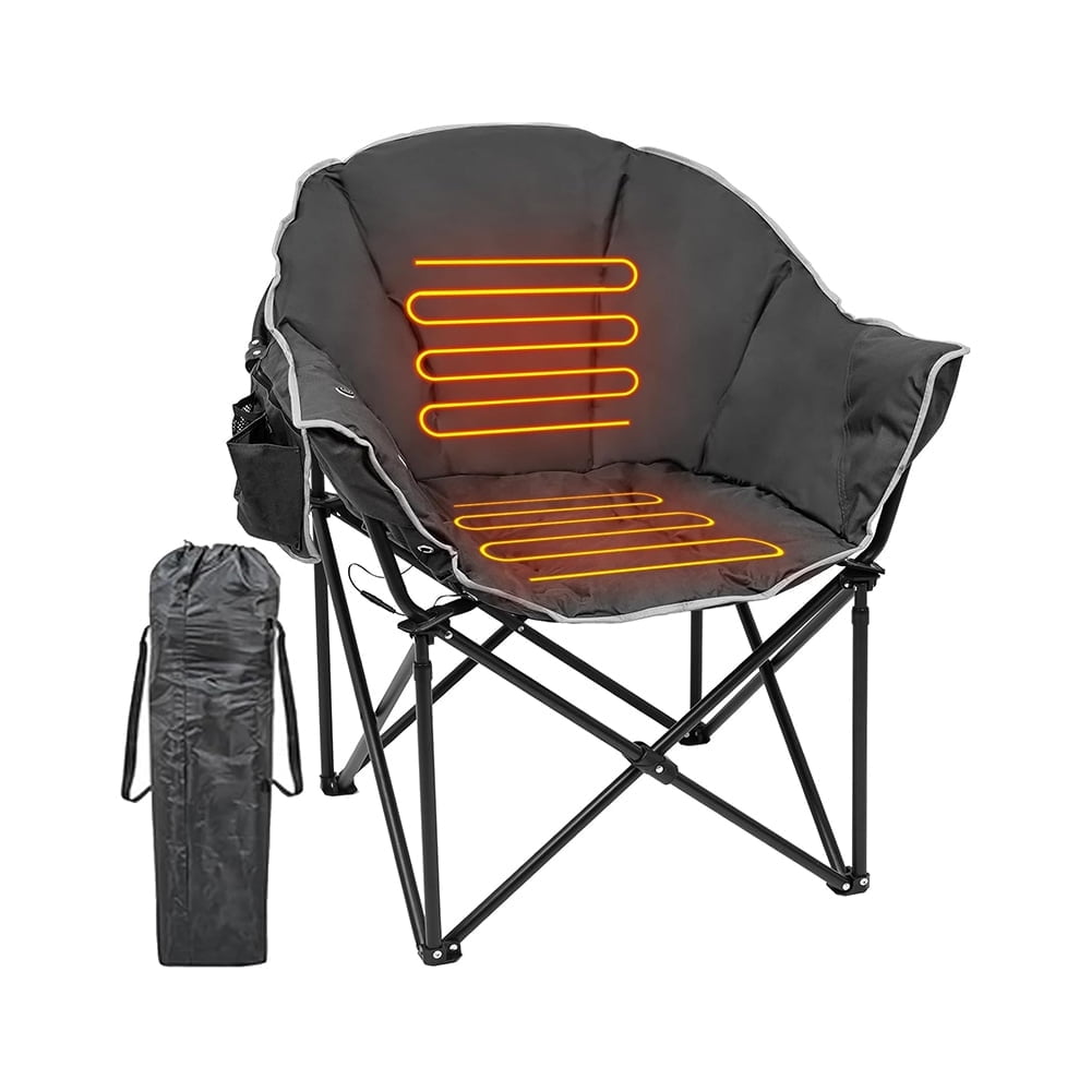 Oversized Heated Camping Chair, Heated Back and Seat, Padded Cushion ...