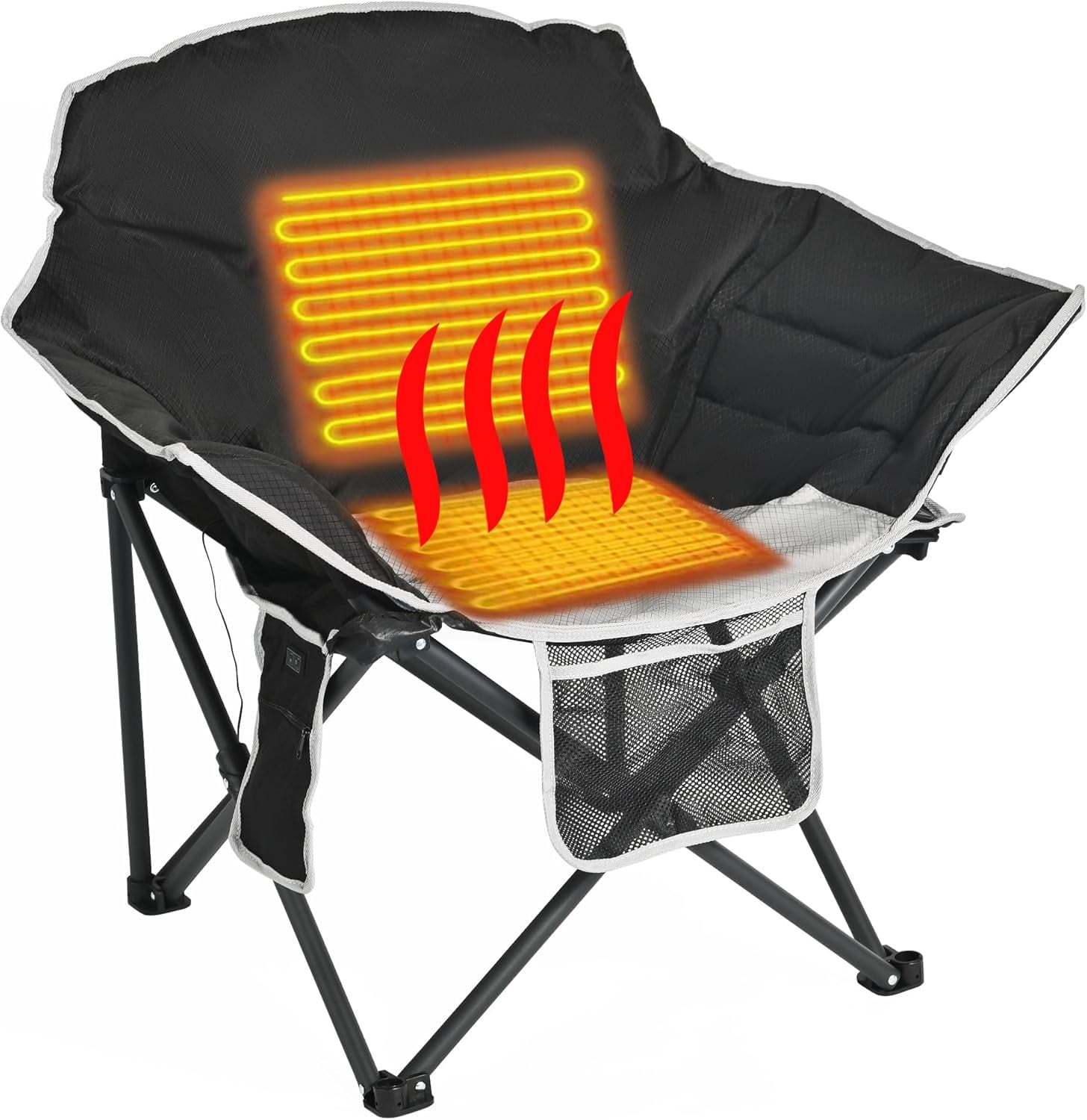 Oversized Heated Camping Chair, Padded Heating Camp Chairs Moon Saucer ...