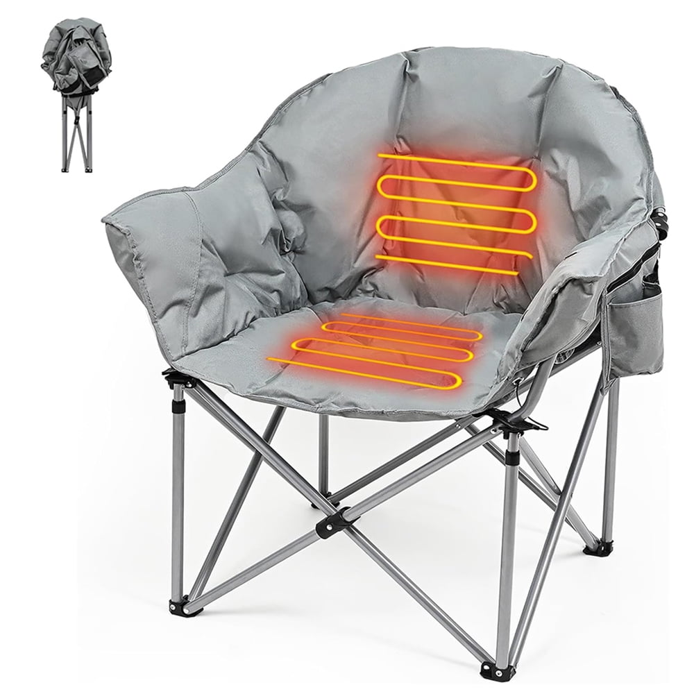 Oversized Heated Camping Chair, Portable Patio Lounge Chairs with 3 ...