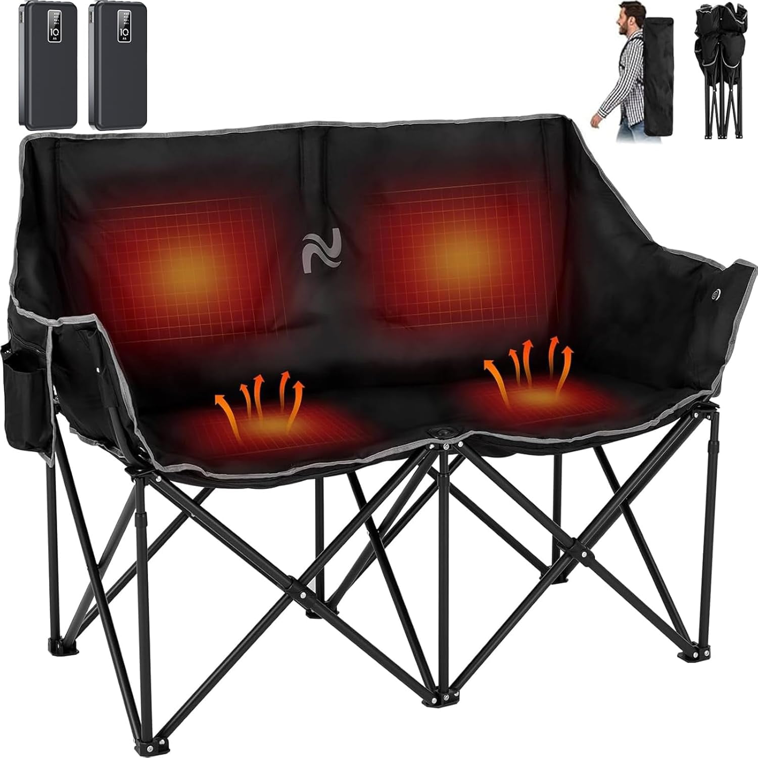 Oversized Heated Double Camping Chair, S 2 Person Camping Chair ...