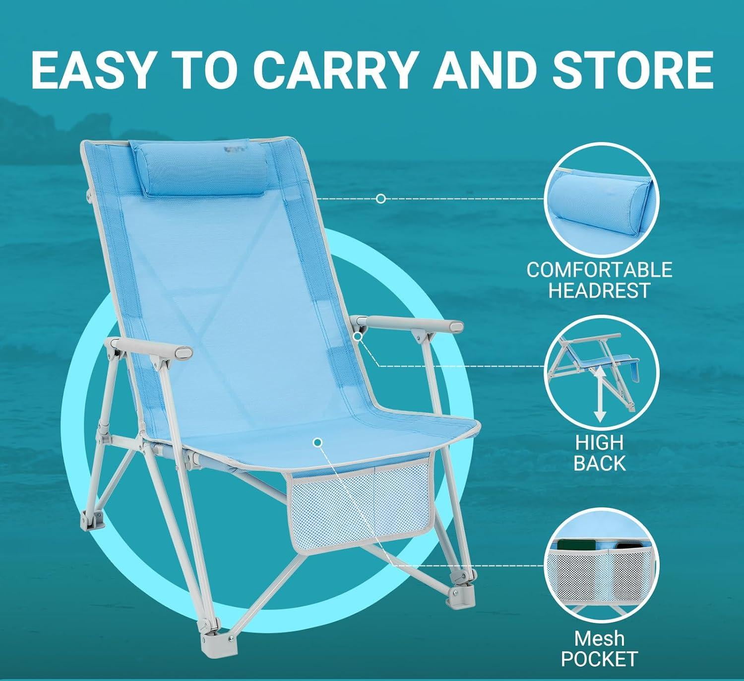 # Oversized Heavy Duty Beach Chair,Folding High Back Portable Camping ...