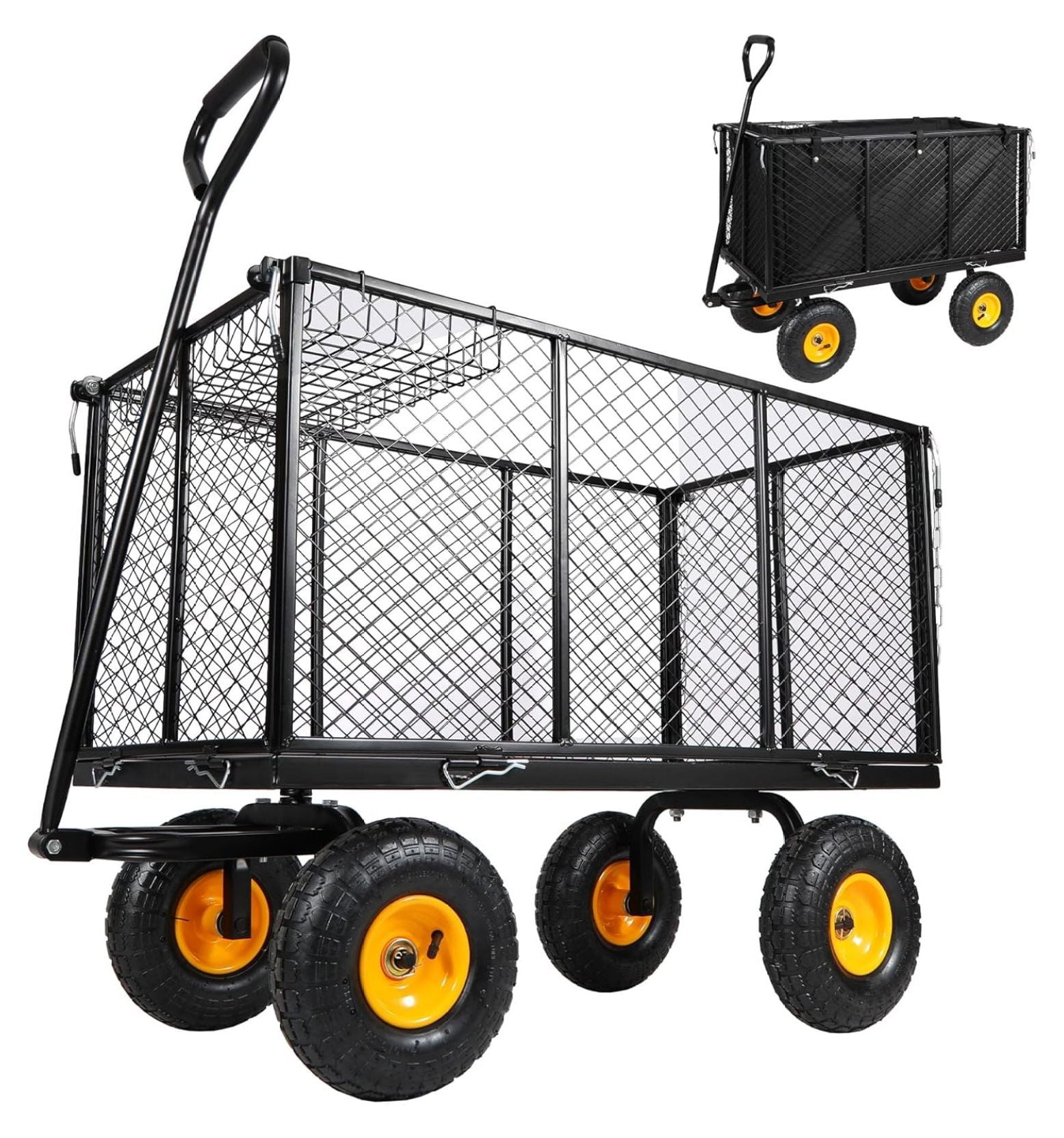Oversized Heavy Duty Pullable Garden Carts,800 Lbs Capacity Utility ...