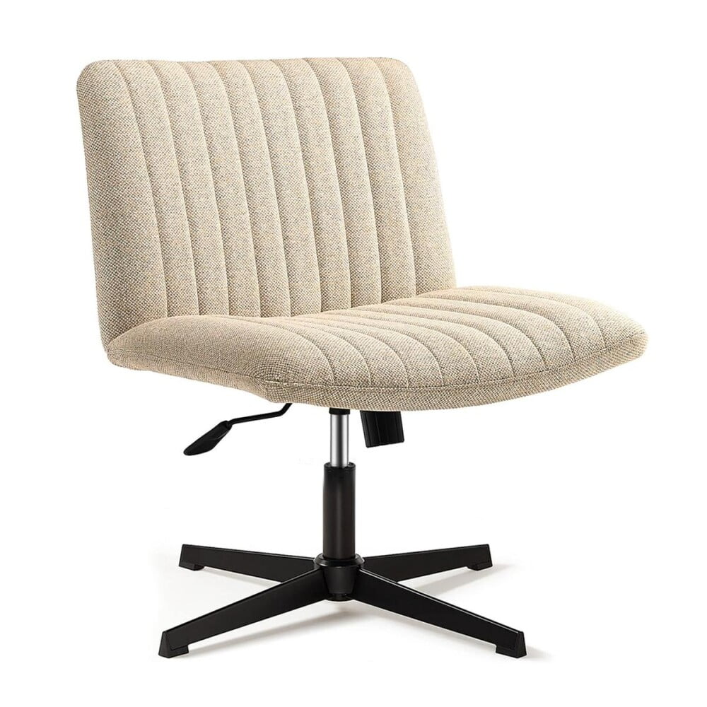 Oversized Home Office Chair, No Wheels Armless Swivel Chair with Cross ...