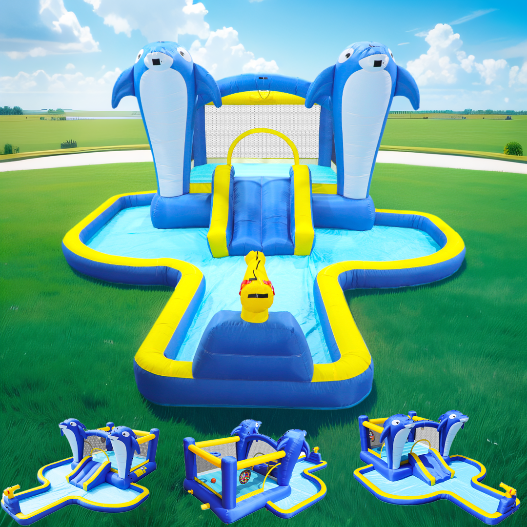 Outdoor Inflatable Water Slide with Blower, Backyard Play Center for ...