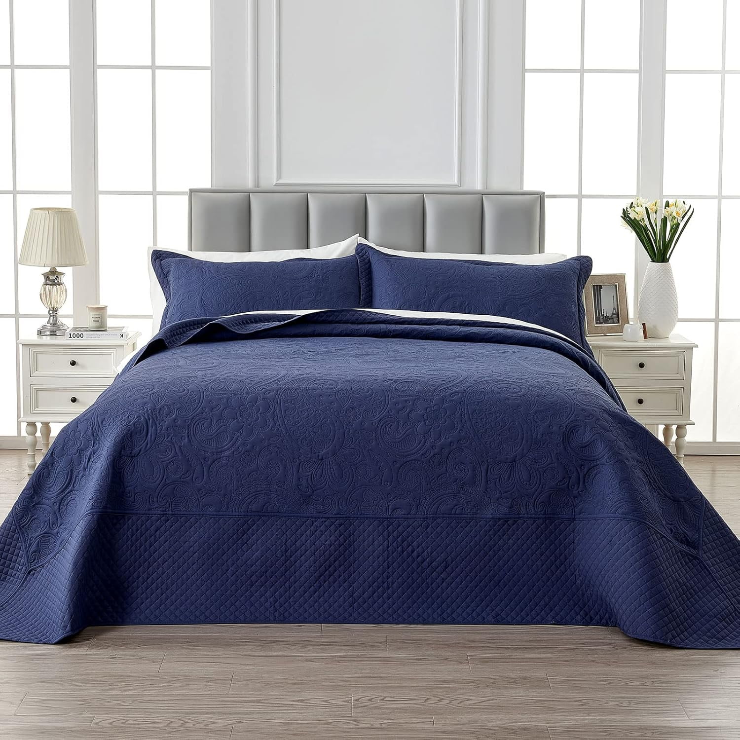 Oversized King Bedspreads, 3 Piece Soft Microfiber Lightweight ...