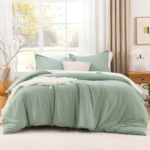 Oversized King Comforter Set 120x98, 3 Pieces Sage Green Lightweight ...