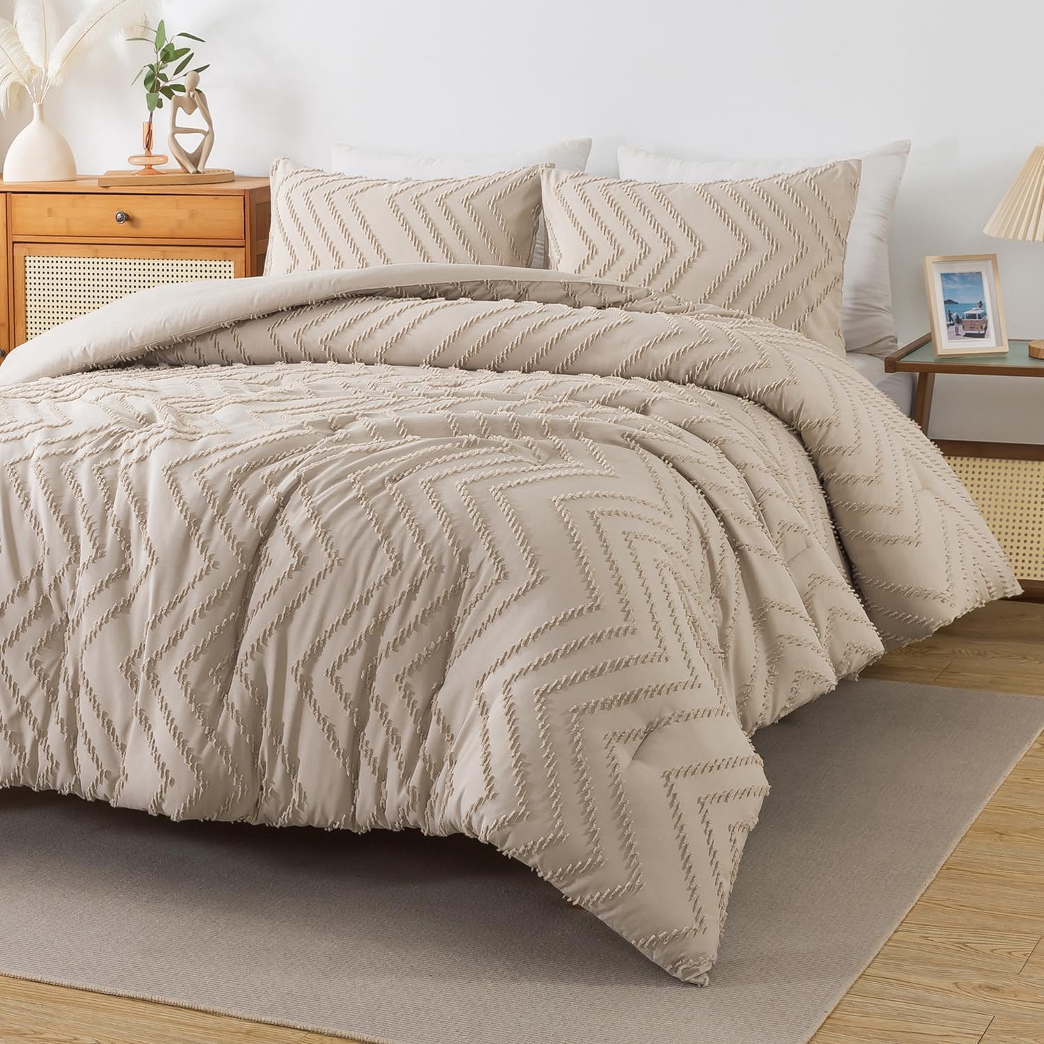 Oversized King Comforter Set 120x98 Khaki, Boho Oversize King Soft Warm ...
