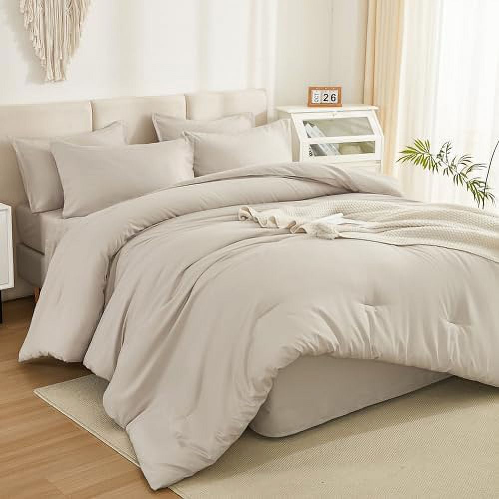 Oversized King Comforter Sets Tannish Grey - 7 Pieces Bed in a Bag ...