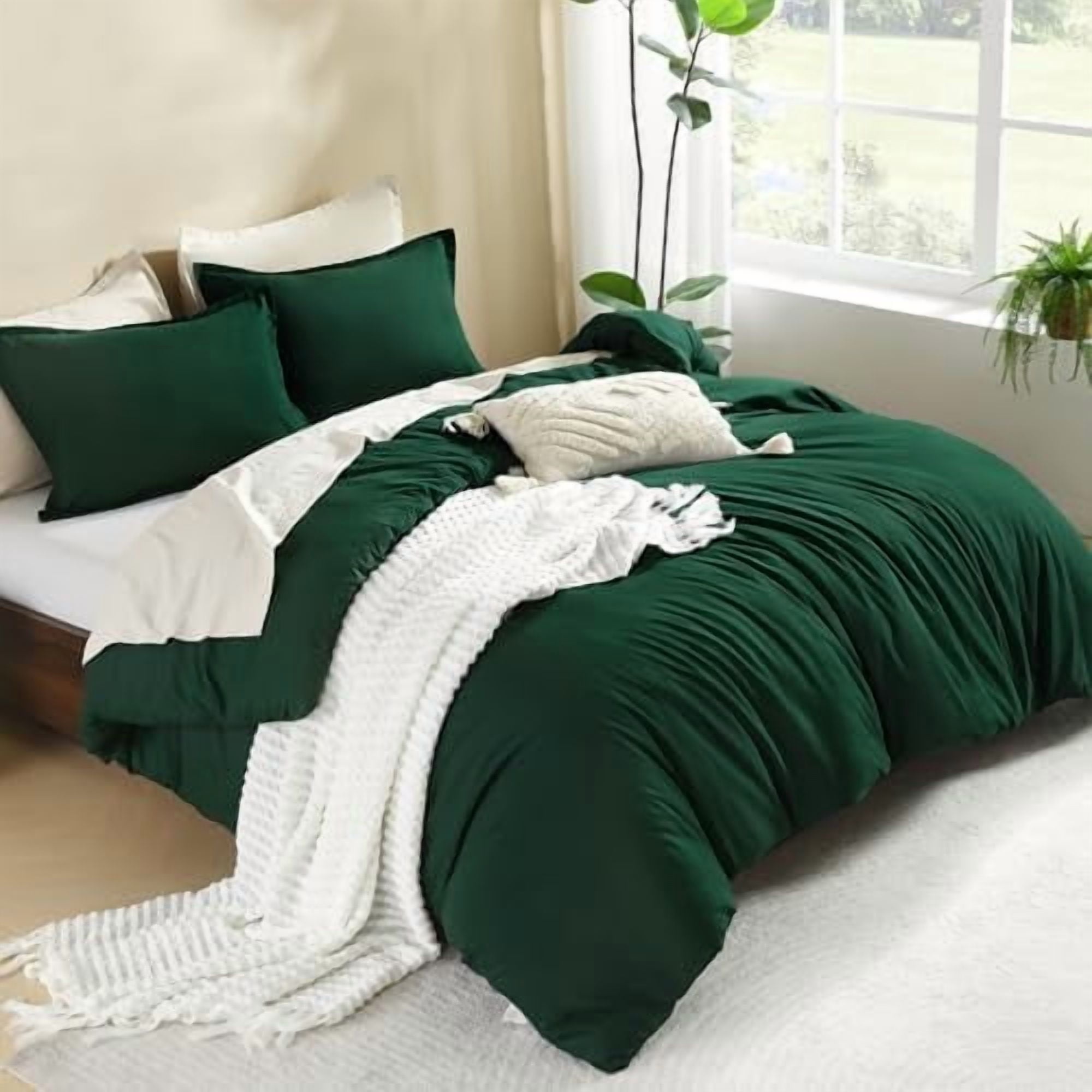 Oversized King Comforters Emerald Green Super King Plus Size, 3 Pieces ...