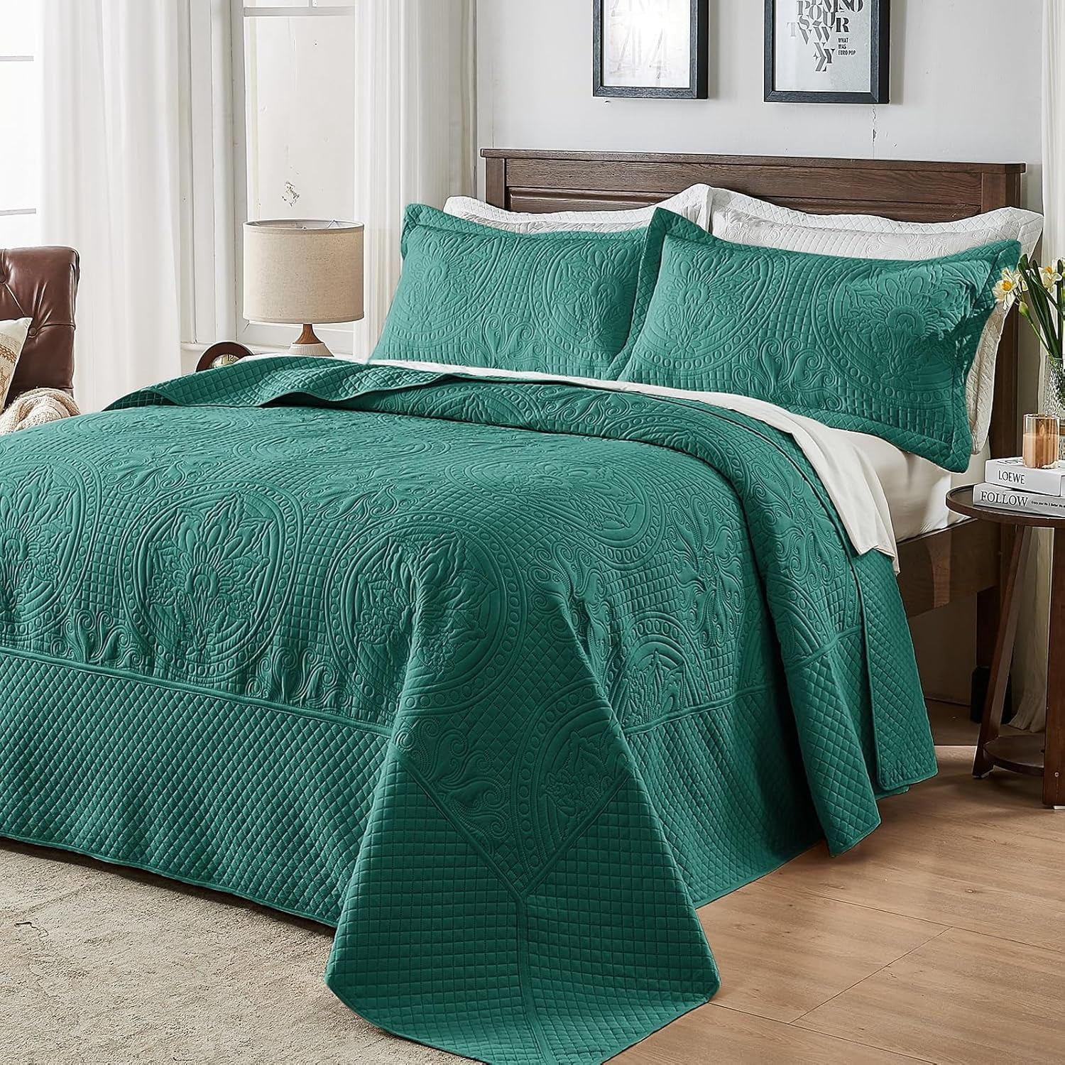 Oversized King Quilt, 3 Piece Oversized King Bedspread, Soft Microfiber ...