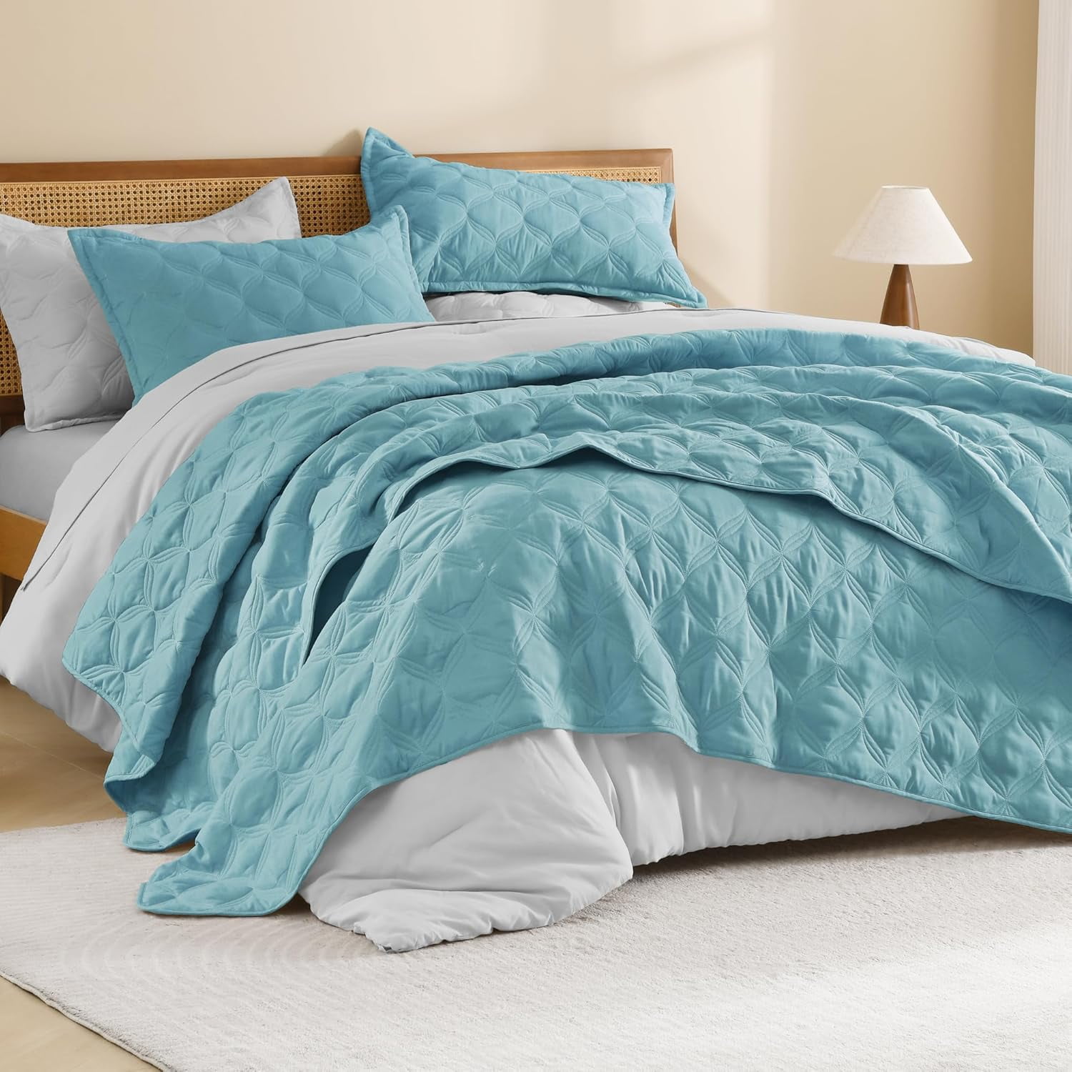 Oversized King Quilt Bedding Set,120x120Inch Super King Grayish Teal ...