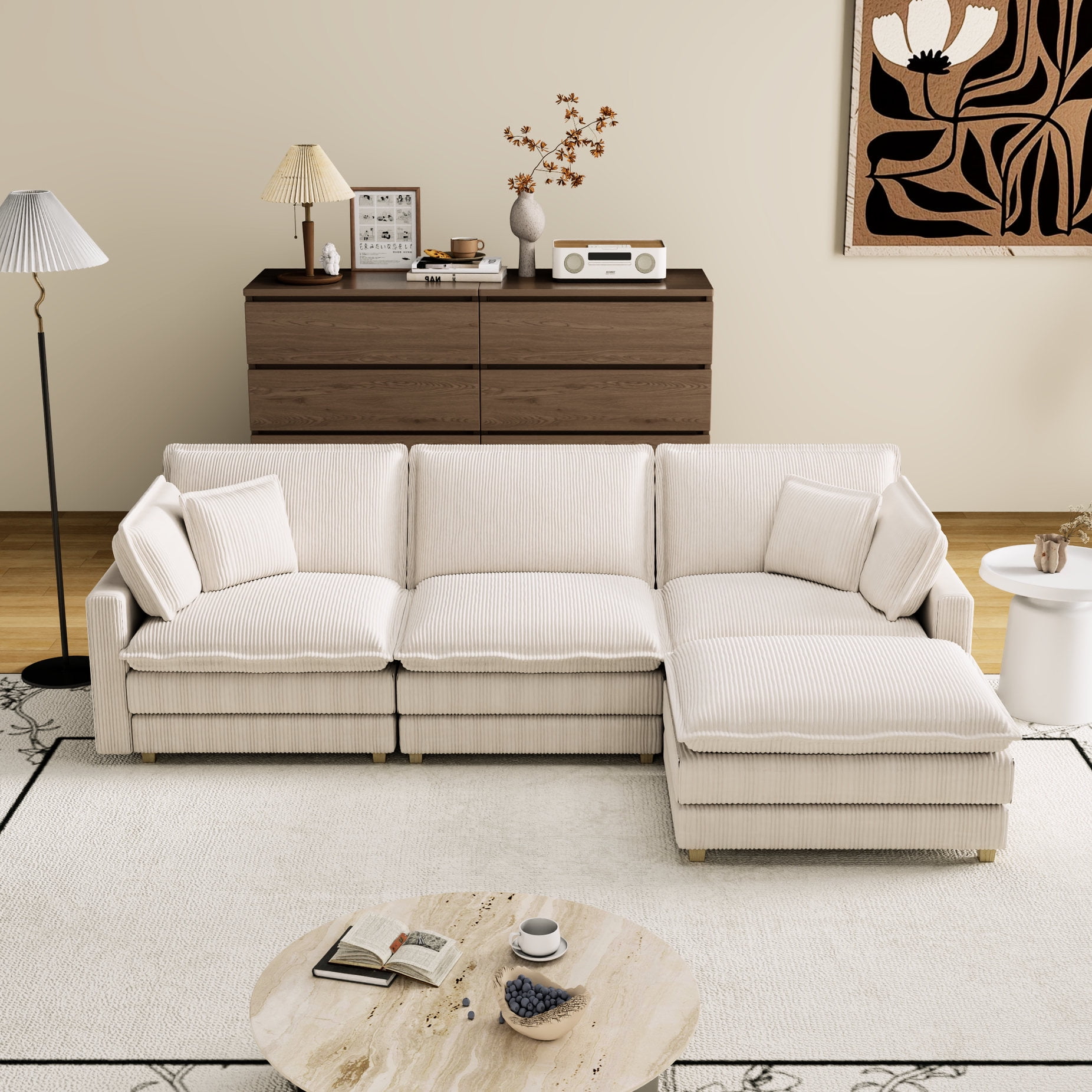 Oversized L-shaped Sofa with Solid Wood Feet - Relaxing Seating for ...