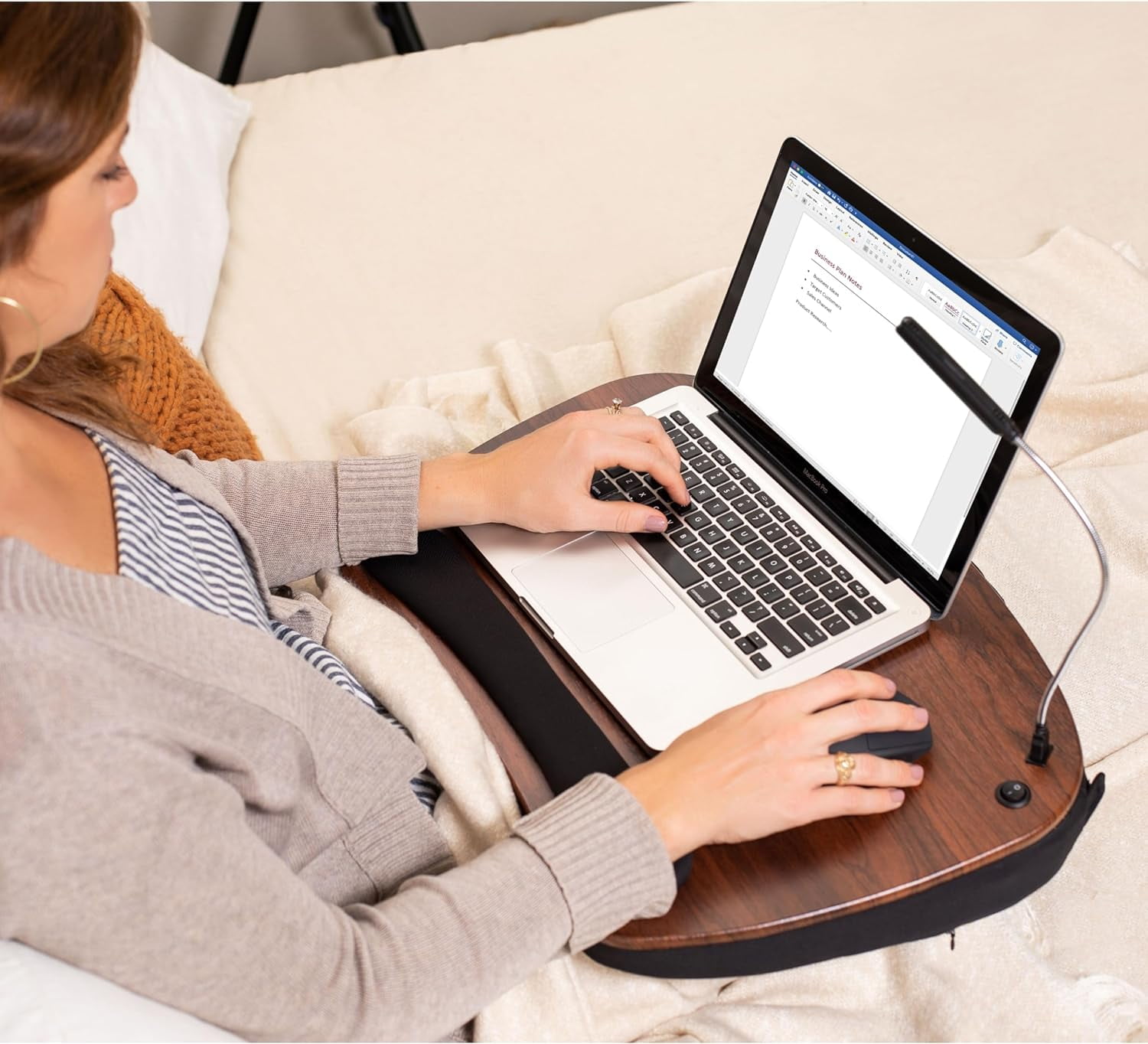 Oversized Lap Desk with Memory Foam Cushion & Detachable USB Light ...