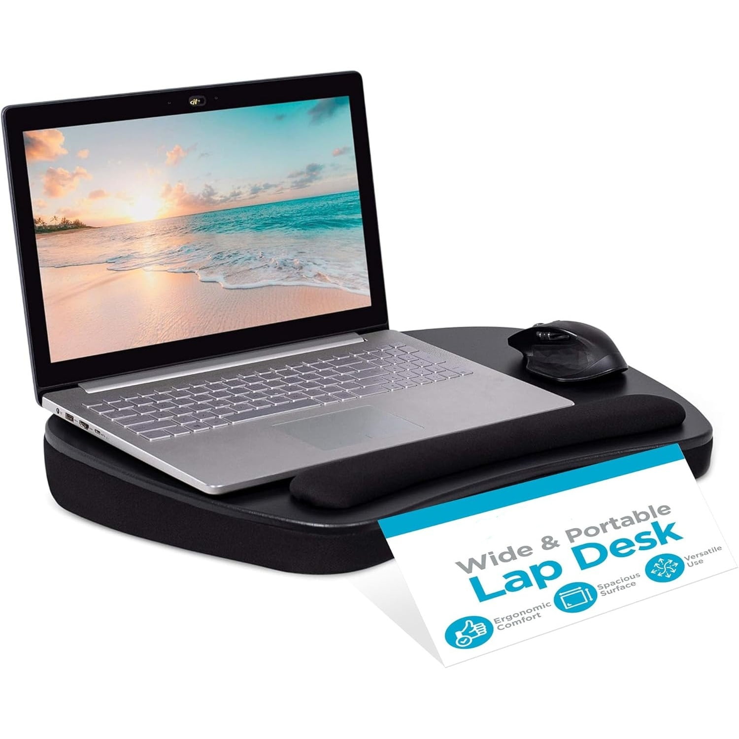 Oversized Lap Desk with Memory Foam Cushion, Wrist Rest, Portable Tray ...