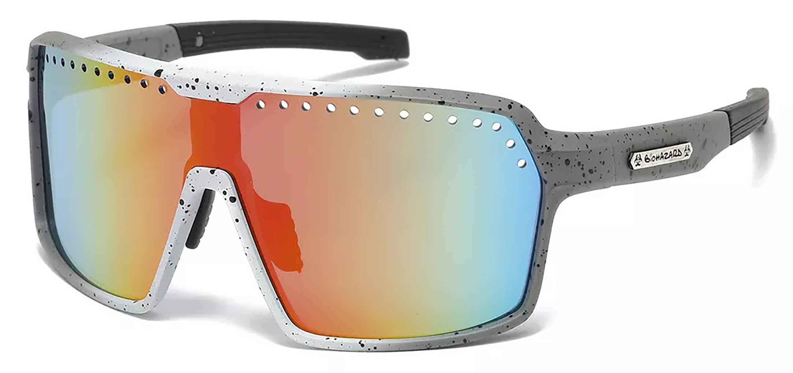 Oversized Large Sports Shield Baseball Cycling Sunglasses Orange Mirror ...