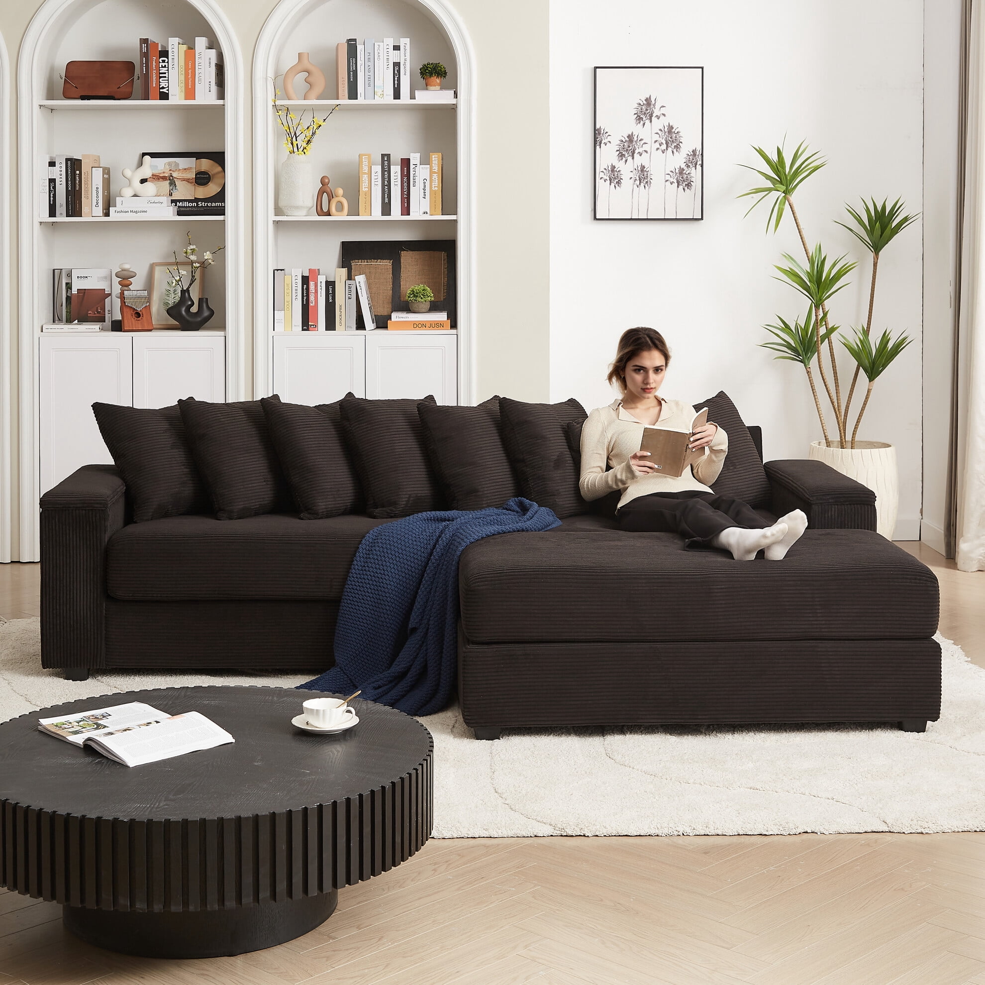 Oversized Left Facing Modular Sectional Sofa Couch for Living Room, L ...