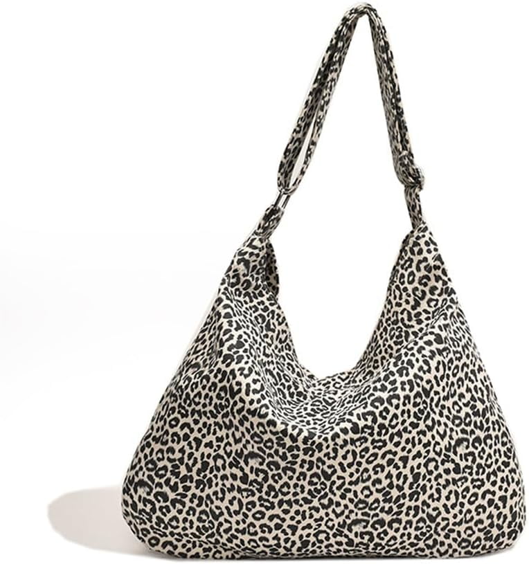 Leopard Print Hobo Shoulder Bag Canvas Slouchy Leopard Messenger Bag ...