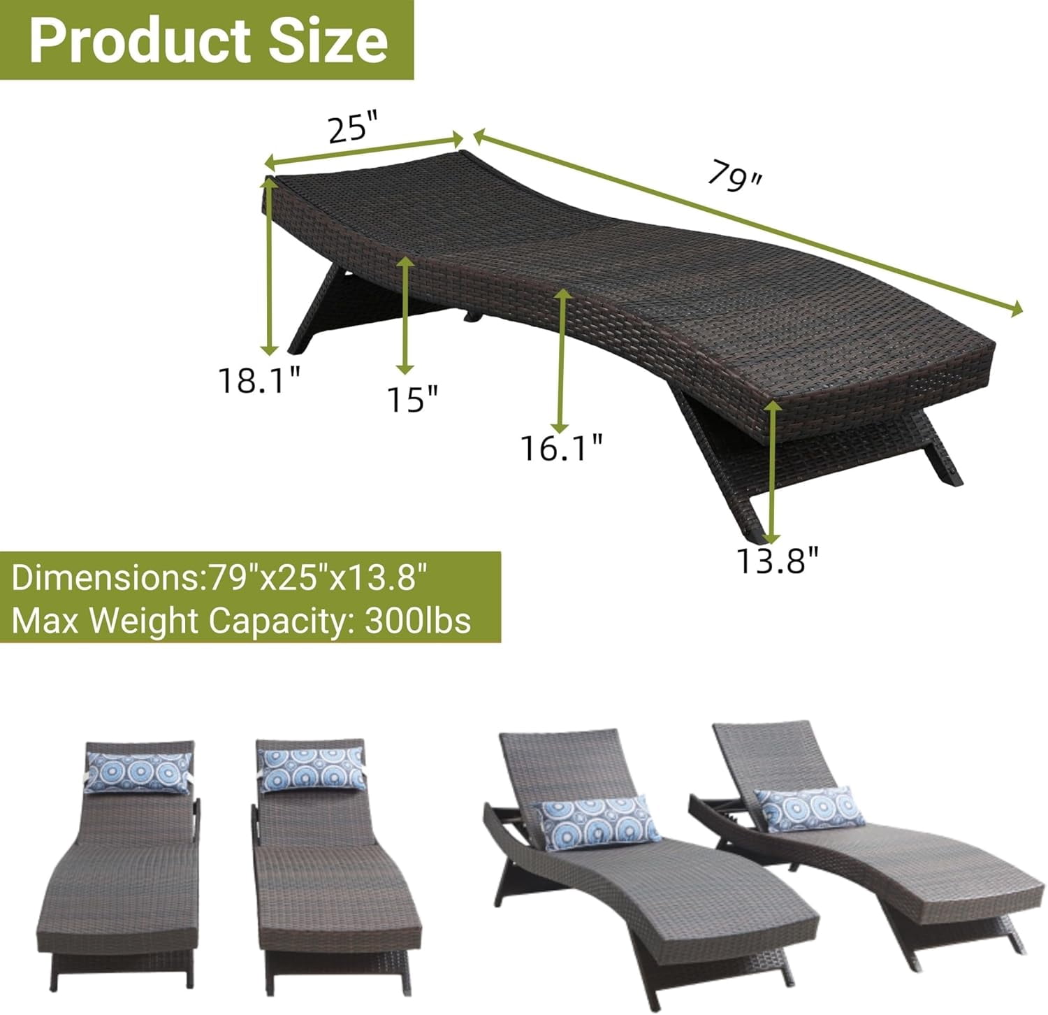 Oversized Lounge Chair with End Table, 79'' Long Reclining Chaise Set ...