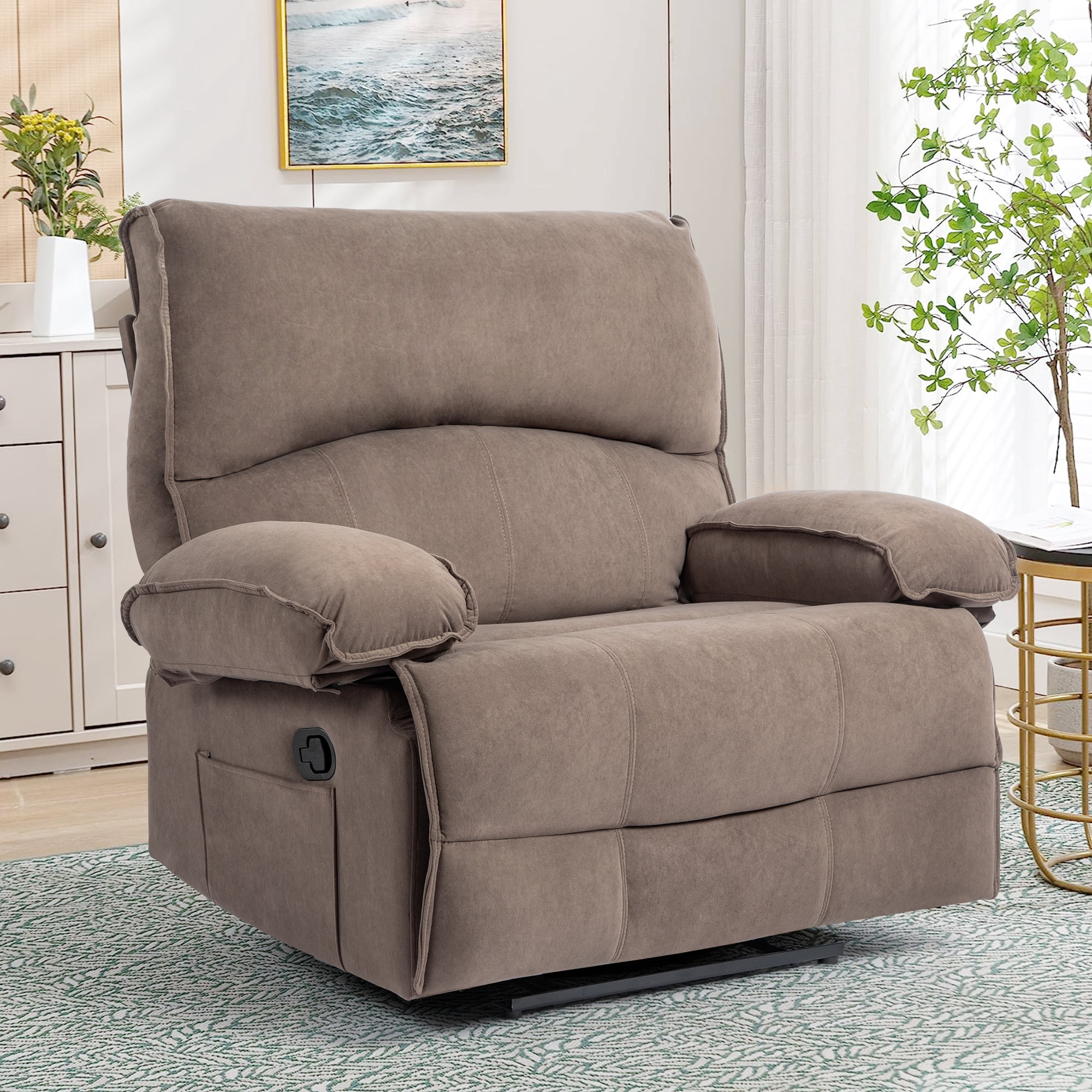 Oversized Manual Recliner Sofa Chair for Living Room, Comfortable Plush ...