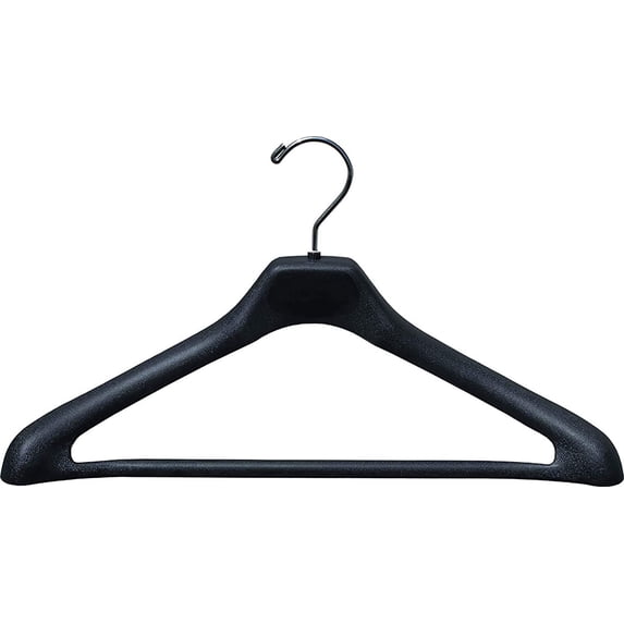 Oversized Matte Black Plastic Suit Hanger with Bar and Wide Shoulder in ...