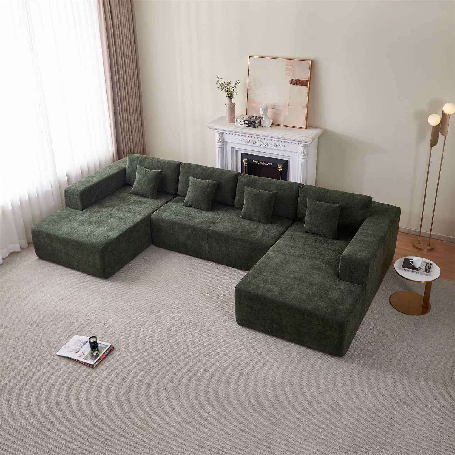 Oversized Modular Seational Couch, Free Combination 6-Seater Chenille ...