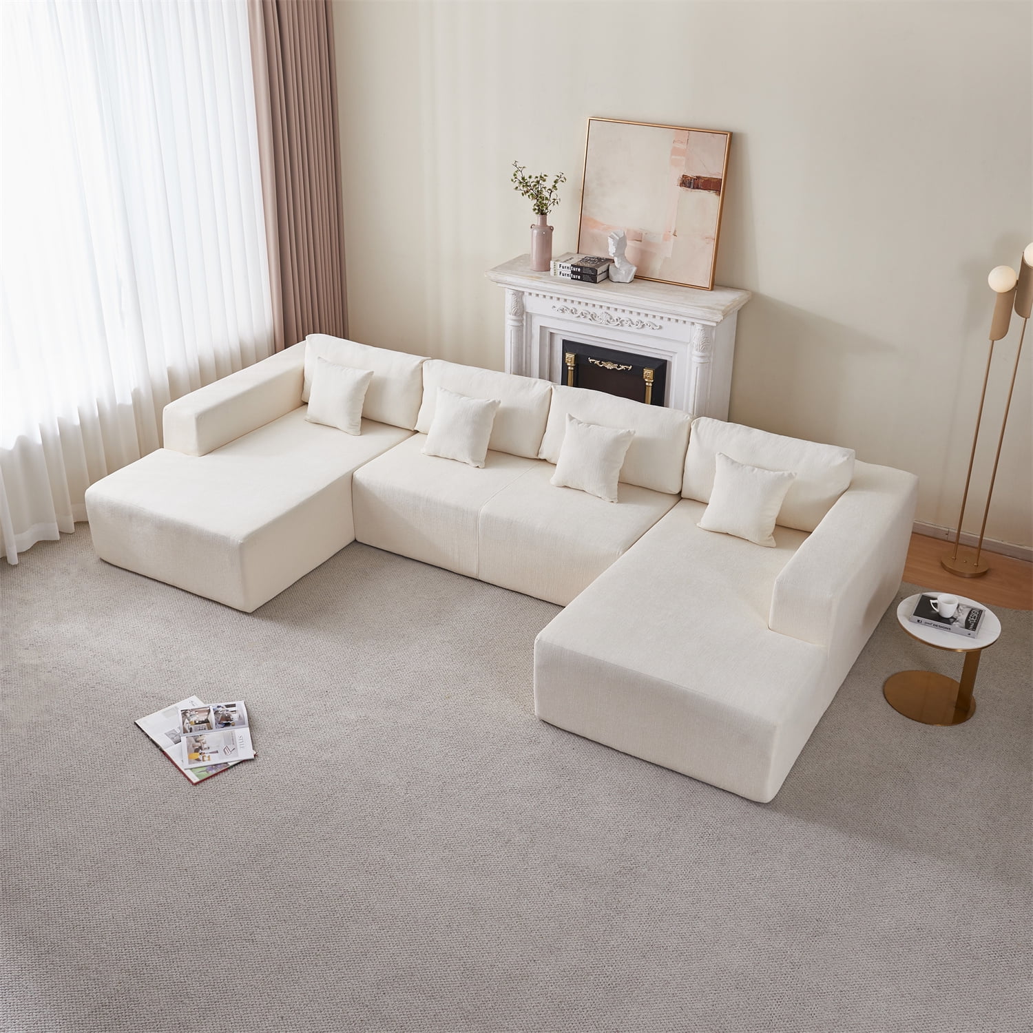 Oversized Modular Seational Couch, Free Combination 6-Seater Chenille ...